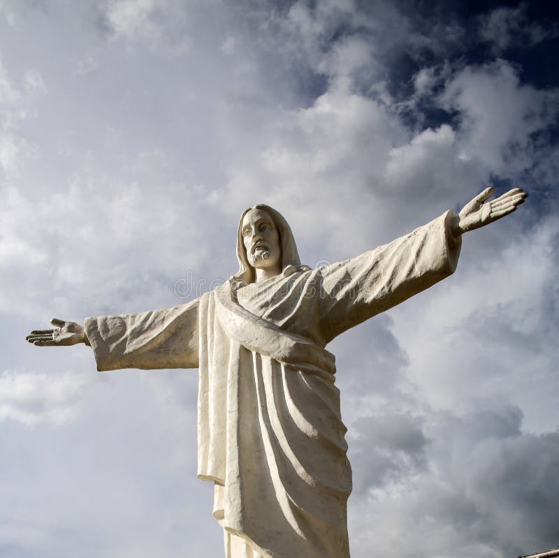 Statue of Jesus Christ in Peru Stock Image - Image of catholic, light ...