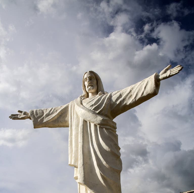 Statue of Jesus Christ in Peru Stock Image - Image of catholic, light ...