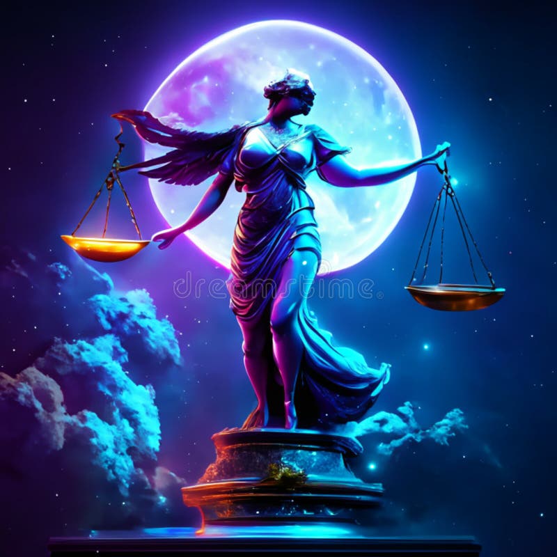 Statue of Justice with Scales of Justice. Vector Illustration in Flat ...