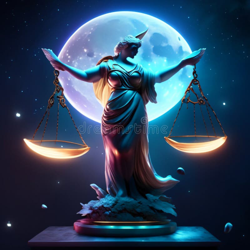 Statue of Justice with Scales of Justice. Vector Illustration in Flat ...
