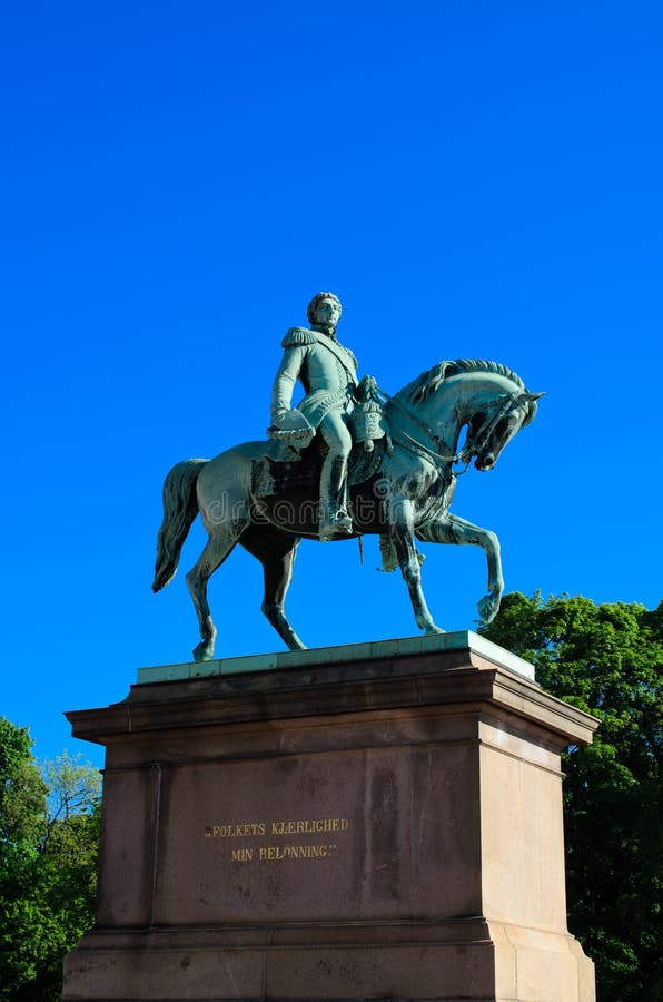 Statue of king Carl Johan stock image. Image of horse - 25404271
