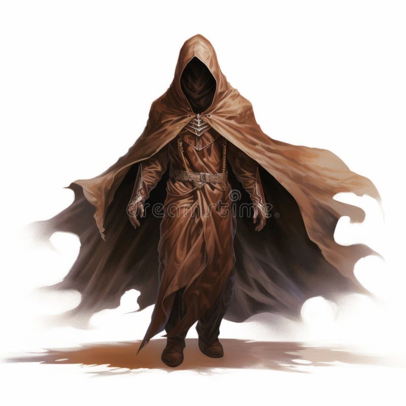 Epic Specter in Brown Cloak: Tenebrism Digital Painting for D&d Stock ...