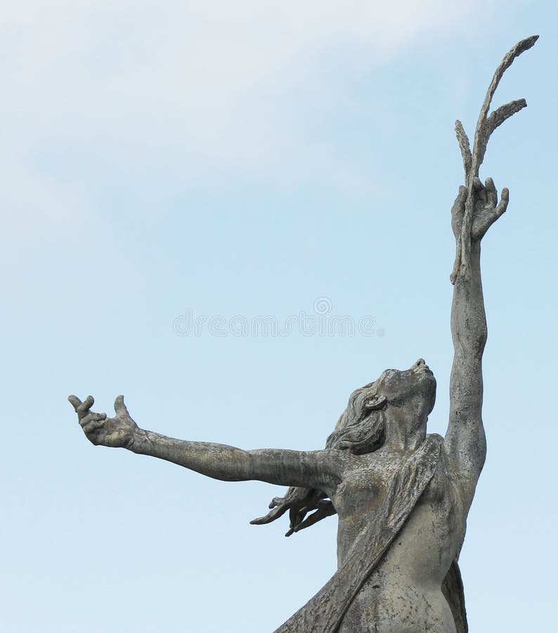 Statue of a Lady Holding a Tree Branch Stock Image - Image of unique ...