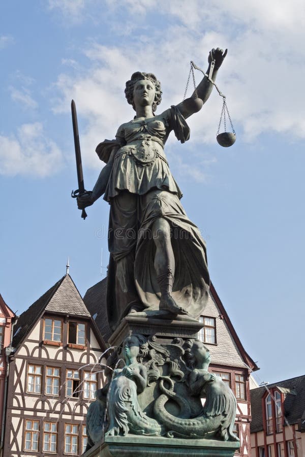 Statue of Lady Justice in Frankfurt Stock Photo - Image of vibrant ...