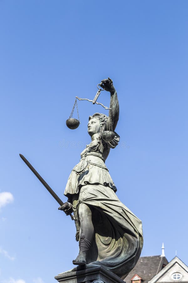 Statue of Lady Justice in Frankfurt, Germany Stock Photo - Image of ...