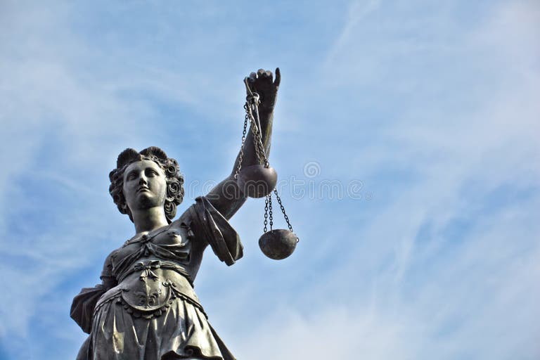 Statue of Lady Justice in Front of the Romer Stock Photo - Image of ...