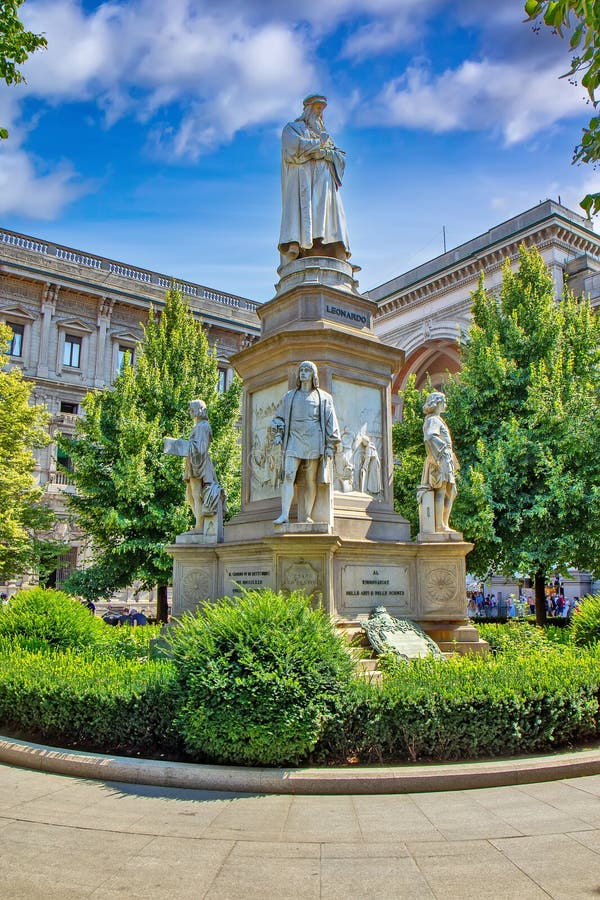 Statue of Leonardo Da Vinci in Milano, Italy Stock Image - Image of ...