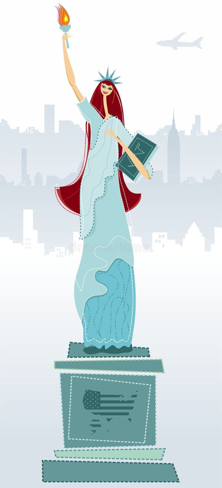 Statue Liberty Flag Girl Stock Illustrations – 116 Statue Liberty Flag ...