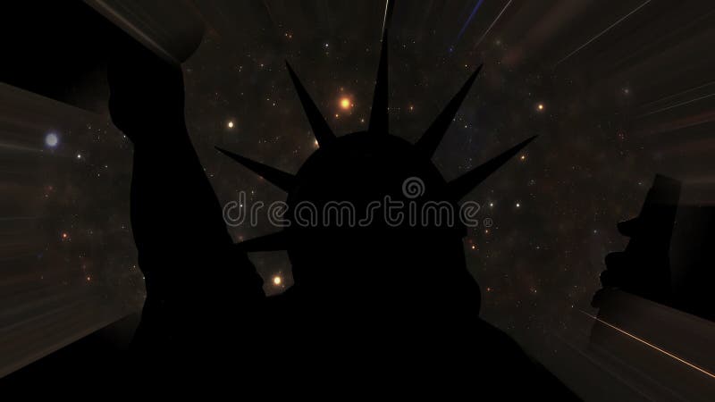 Statue of Liberty Against Stars in the Night with Light Rays Stock ...
