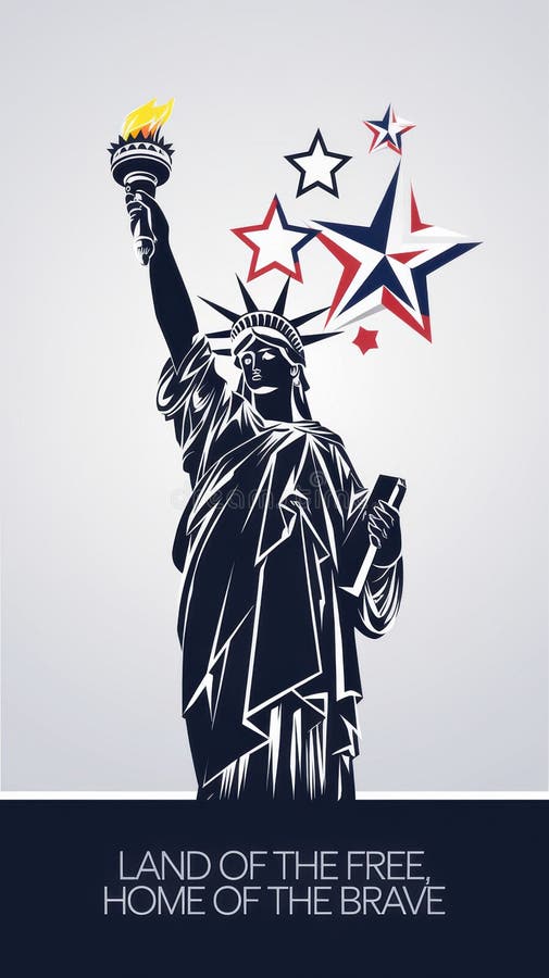 Statue of Liberty with American Stars and Patriotic Theme Stock ...