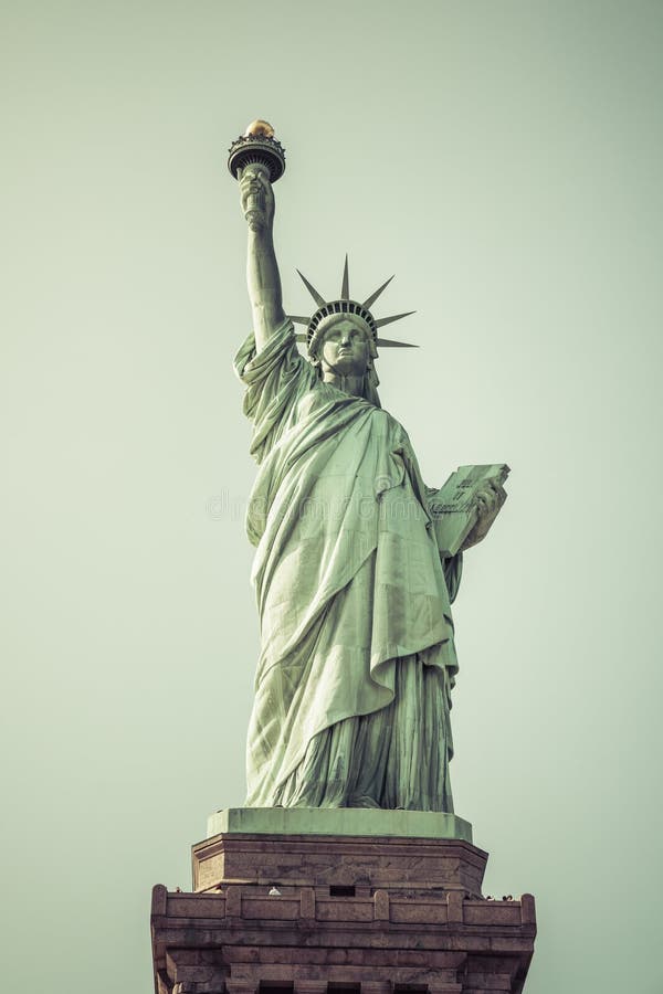 The Statue of Liberty with Blue Sky Background. Stock Photo - Image of ...