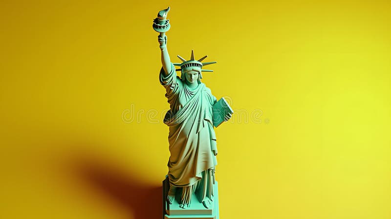 Statue of Liberty on a Bright Yellow Background Stock Illustration ...