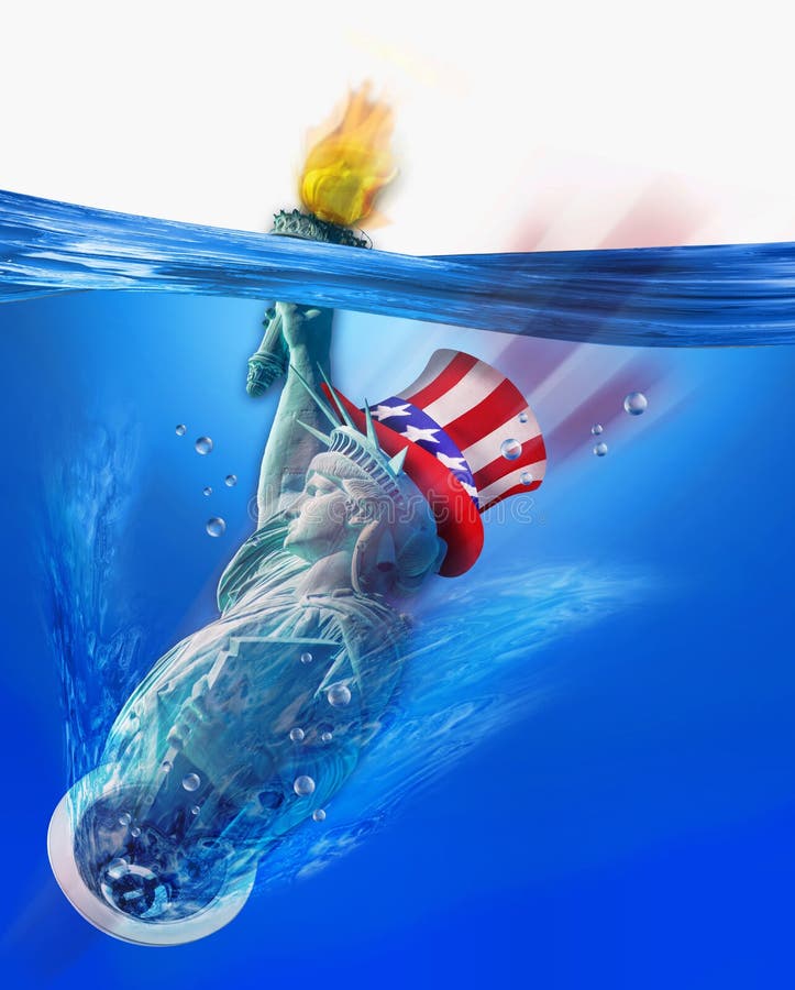 Statue of Liberty Drowning. Stock Photo - Image of america, climate ...