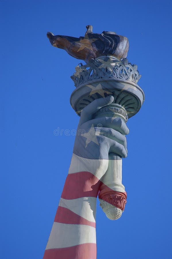 Statue of Liberty Torch & Flag Stock Image - Image of torch, flag: 2338945