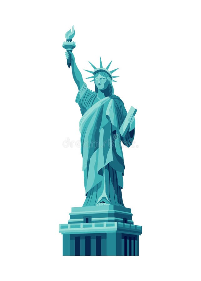 The Statue of Liberty Flat Cartoon Isolated on White Background. Vector ...