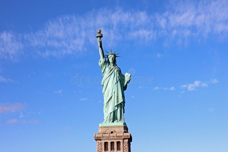 Statue of Liberty Front View Blue Sky Stock Photo - Image of copy ...