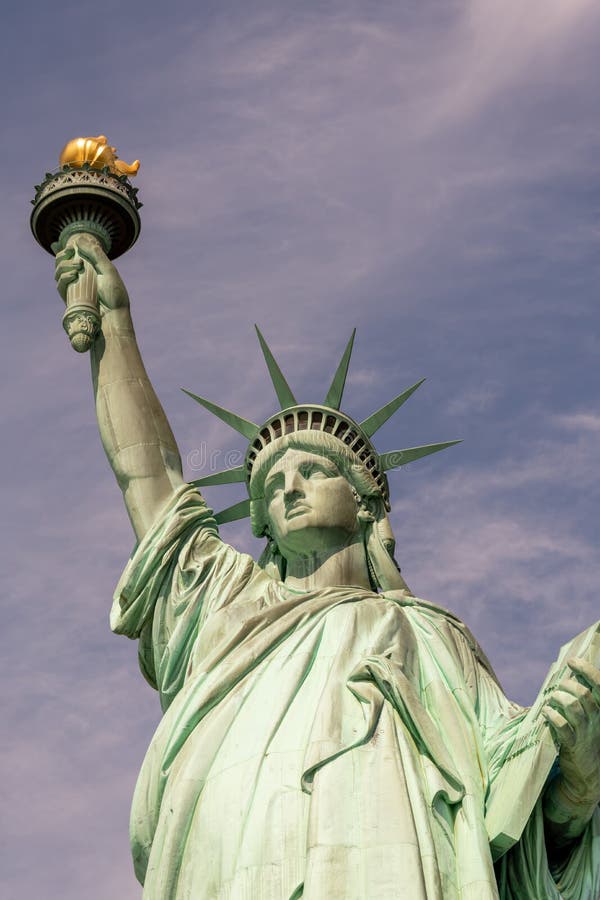 Statue of Liberty Front View with Torch and Declaration of Independence ...