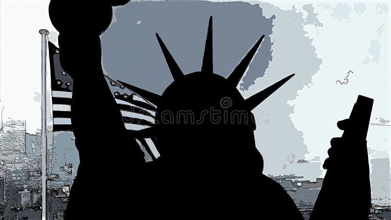 Statue of Liberty Hand Draw Digital Art Stock Illustration ...