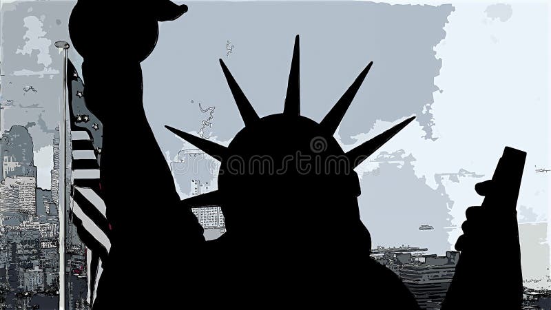 Statue of Liberty Hand Draw Digital Art Stock Illustration ...