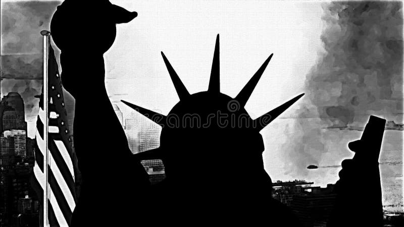 Statue of Liberty Hand Draw Digital Art Animation Stock Video - Video ...