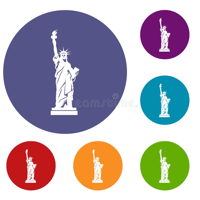 Statue of Liberty Icons Set Stock Vector - Illustration of sculpture ...
