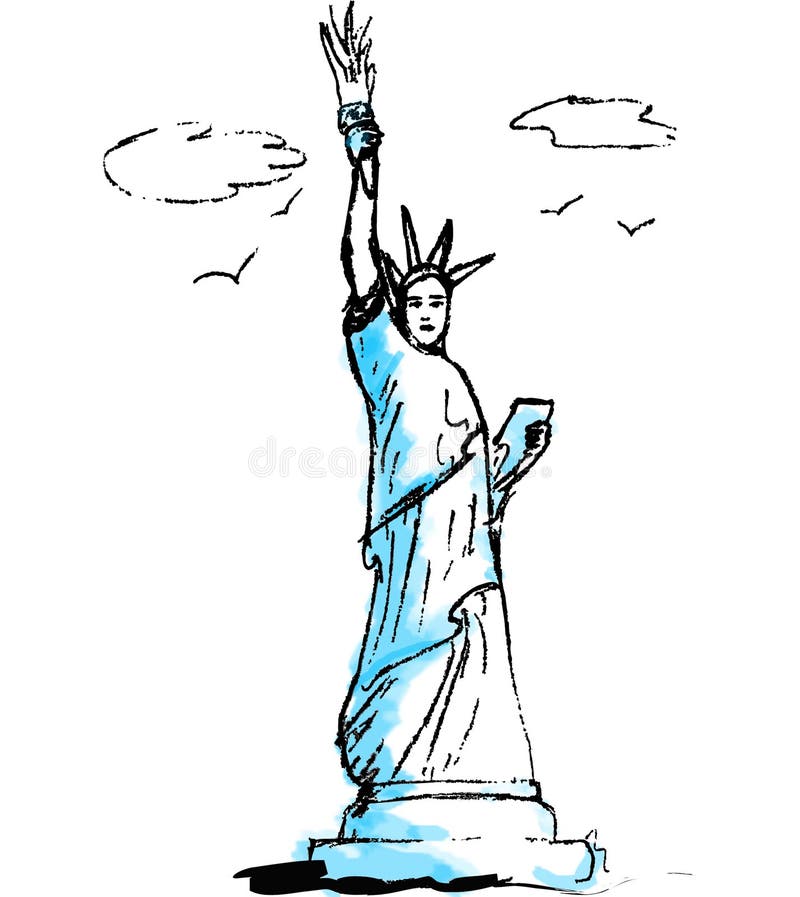Statue of Liberty, Illustration Stock Illustration - Illustration of ...