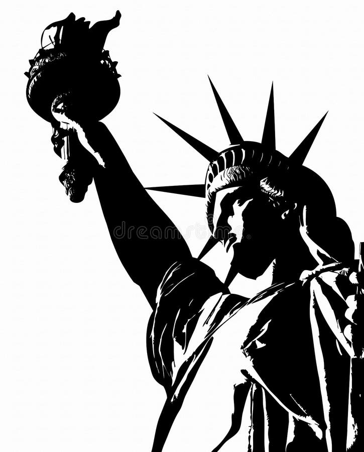 Statue of Liberty Black and White Illustration Stock Illustration ...