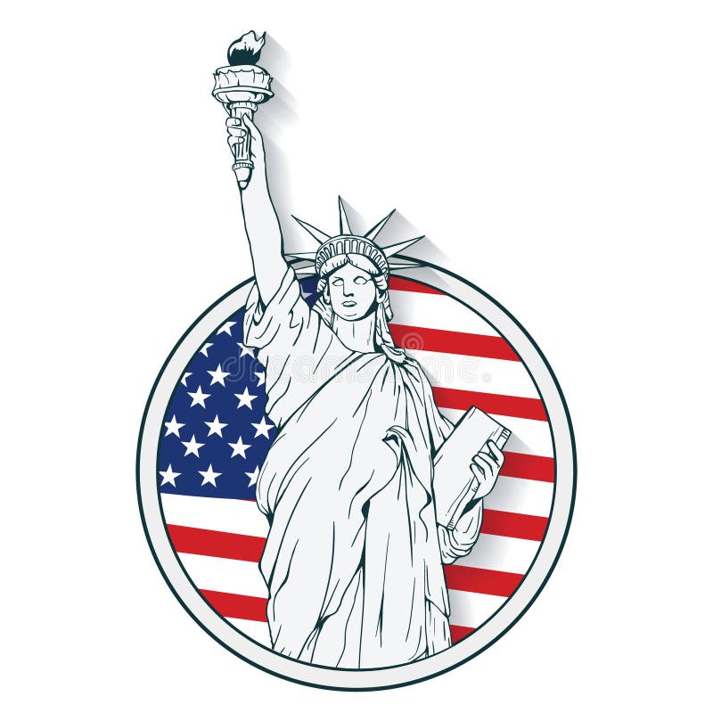 Statue of Liberty Label. Vector Illustration Decorative Background ...