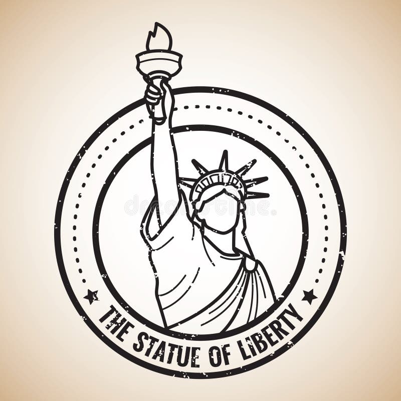 The Statue of Liberty Label. Vector Illustration Decorative Design ...