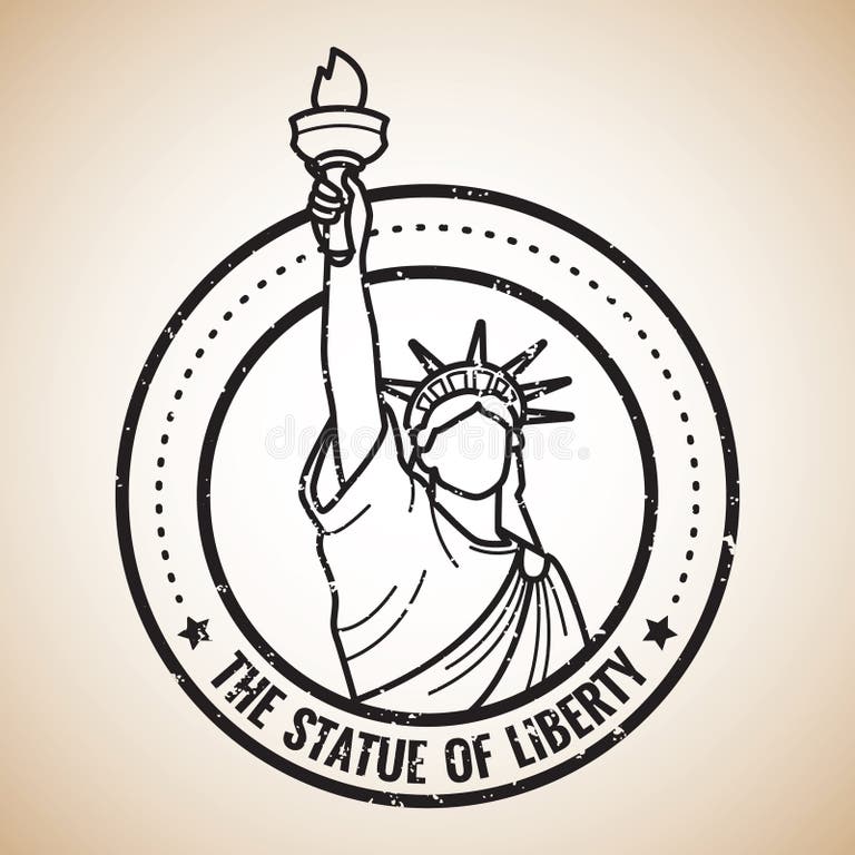 The Statue of Liberty Label. Vector Illustration Decorative Design ...