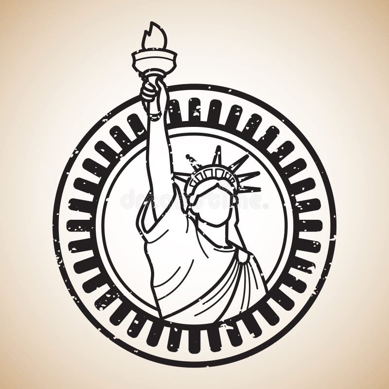 Statue of Liberty Label. Vector Illustration Decorative Design Stock ...