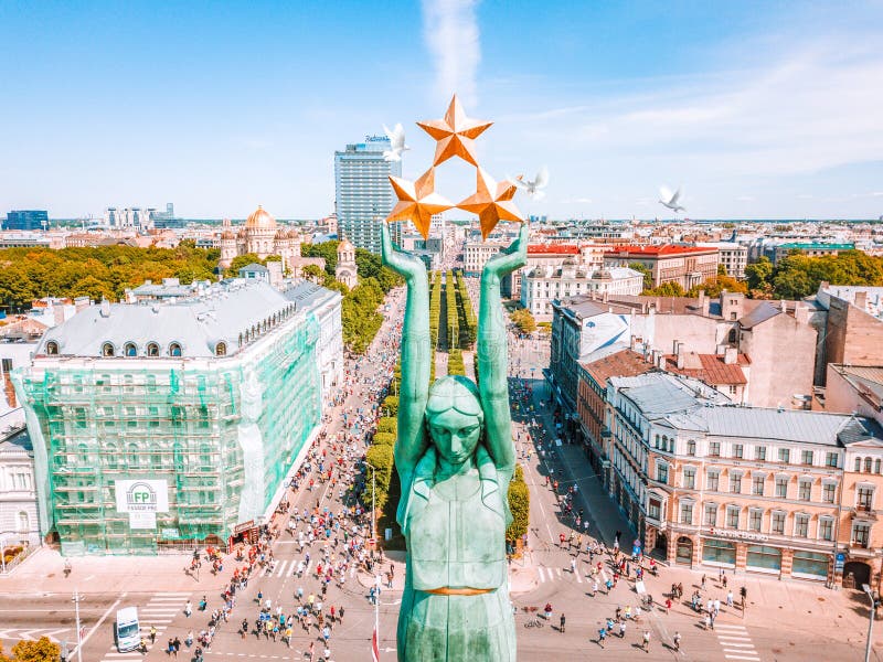 Statue of Liberty Milda in Riga City, Latvia Editorial Stock Image ...