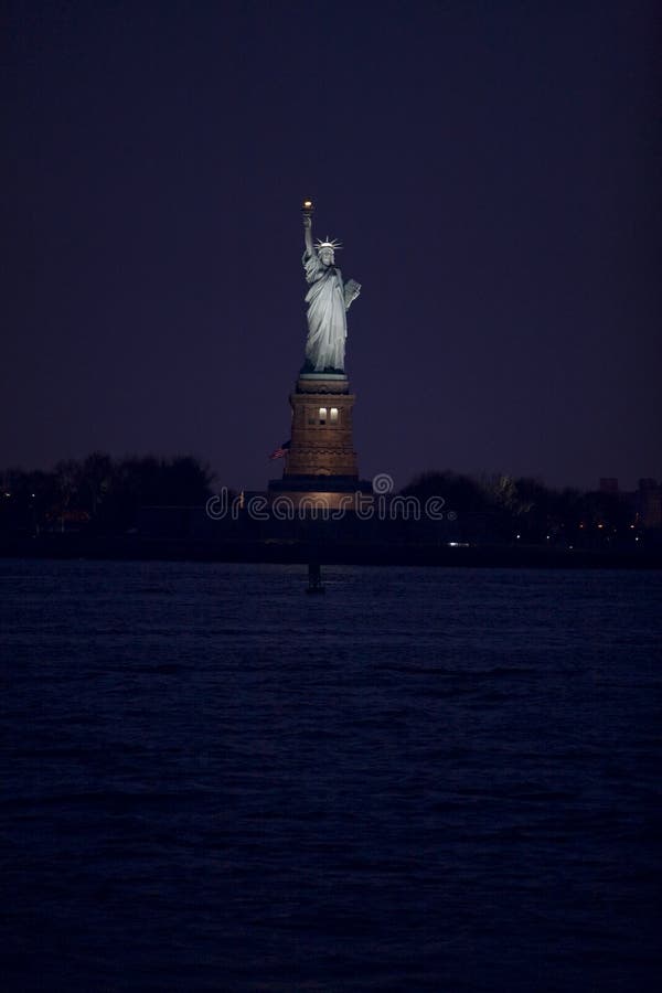 Statue of Liberty at Night 3 Stock Image - Image of tourists, tourist ...