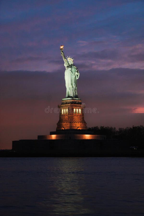 Statue of liberty at night stock photo. Image of architecture - 178823290