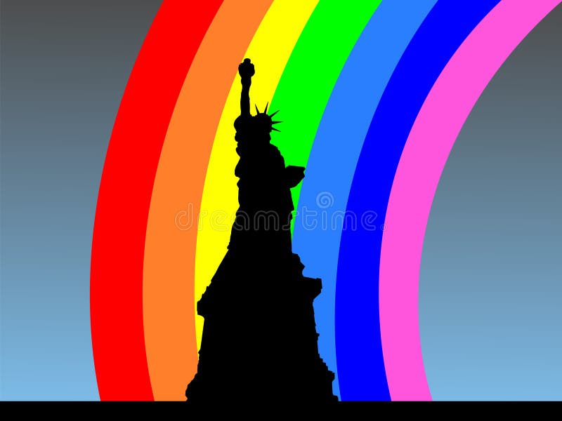 Statue of Liberty with Rainbow Stock Vector - Illustration of refracted ...