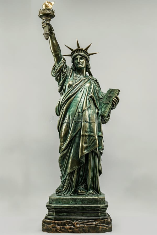 Statue of Liberty Replica on Grey Background Stock Photo - Image of ...