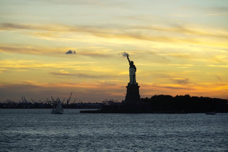Statue of Liberty. the Statue of Liberty at Sunset. the Symbol of ...