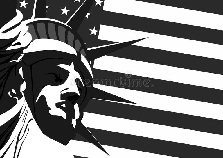 Statue of Liberty and U.S. Flag Stock Vector - Illustration of stripe ...