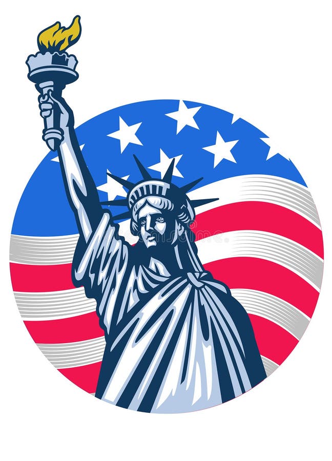 Liberty Statue with USA Flag As a Background Stock Vector ...