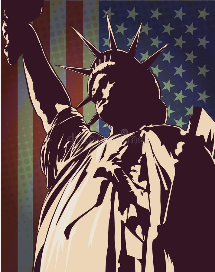 Statue of Liberty, USA Flag, Vector Image Stock Vector - Illustration ...