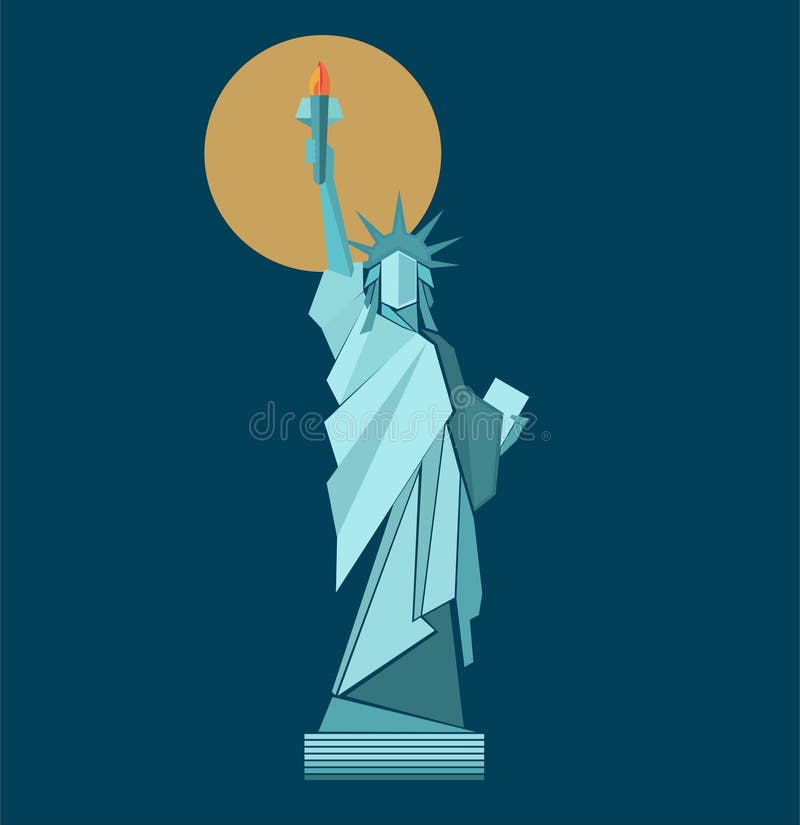 The Statue of Liberty Vector on a Blue Background Stock Vector ...