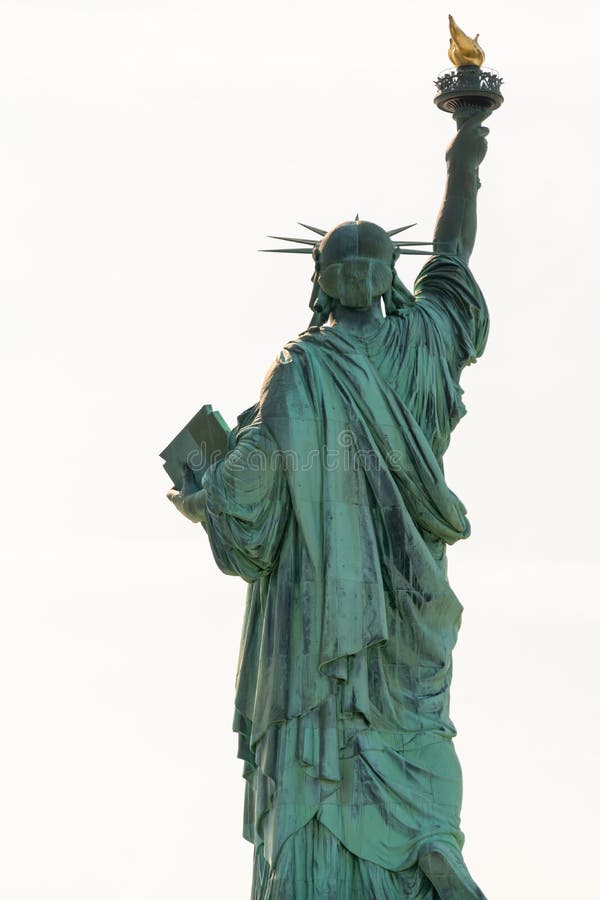 Statue of Liberty View from the Back on Liberty Island Stock Photo ...
