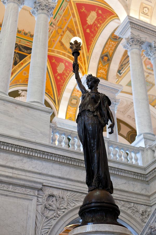 Bronze Statue Inside the Entrance Hall To the Library of Congress Stock ...