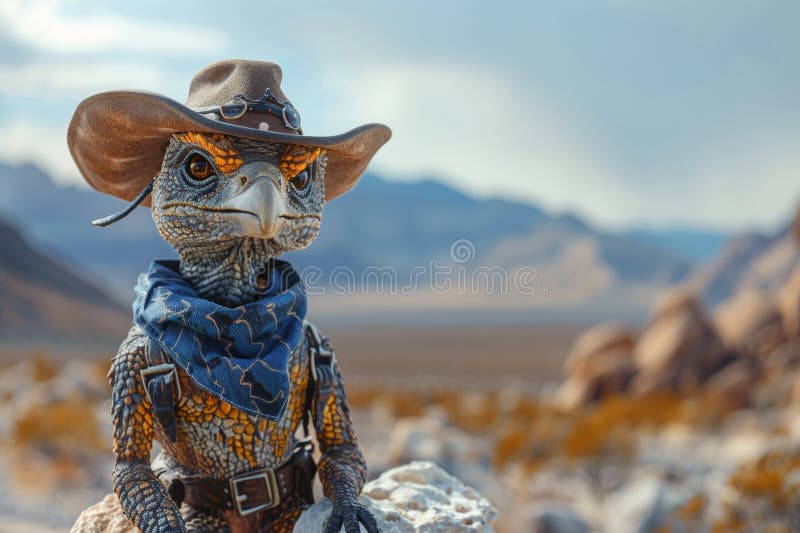 A Statue of a Lizard Wearing a Cowboy Hat Stock Photo - Image of sand ...