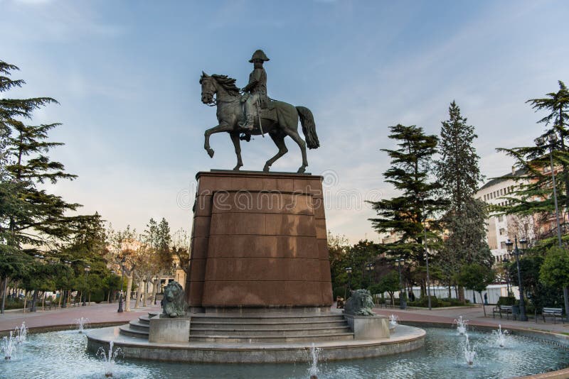 Statue in Logrono stock image. Image of background, blue - 84611163