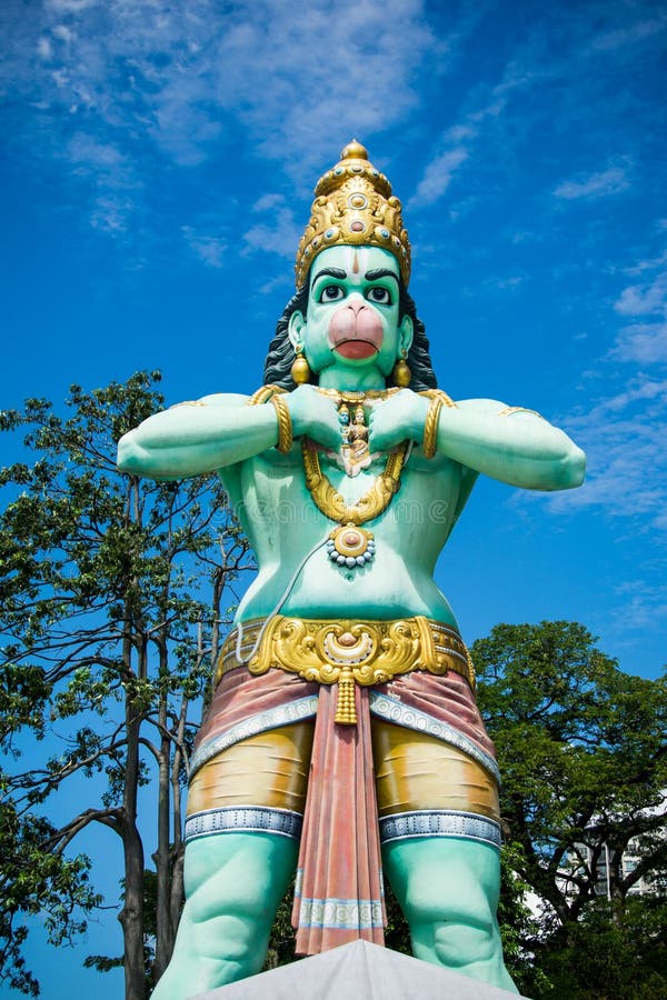 Statue of Lord Hanuman, Batu Caves Stock Photo - Image of blue, hanuman ...