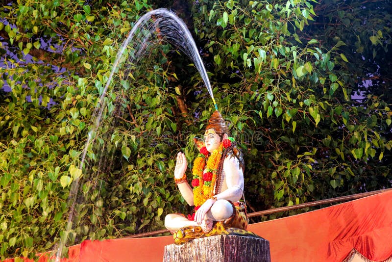 Statue of Lord Shankar Coming Out of the Ganges from the Hairs Stock ...