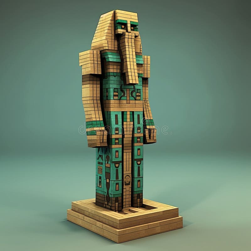 A Statue Made Out of Blocks Stock Illustration - Illustration of blue ...