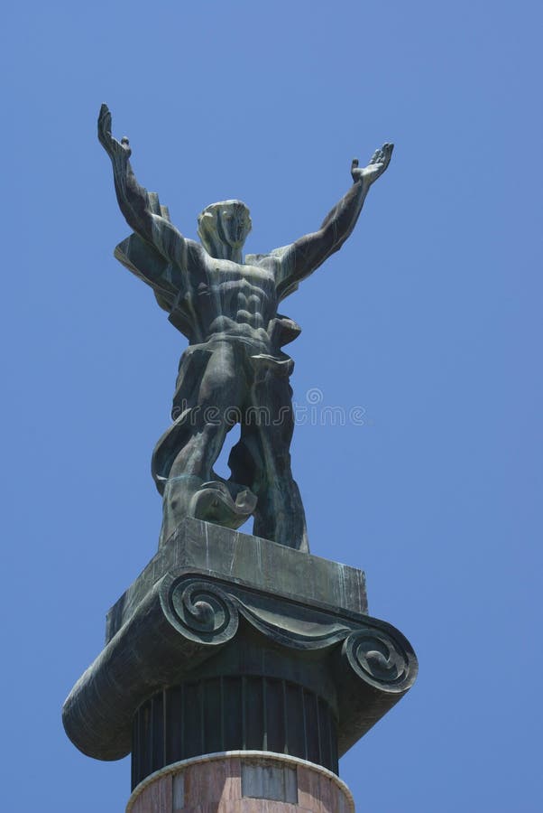 Statue of a Man on a Column in Marbella, Spain Stock Photo - Image of ...