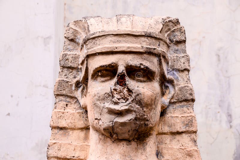 A Statue of a Man with a Missing Nose and a Scar on His Face Stock ...